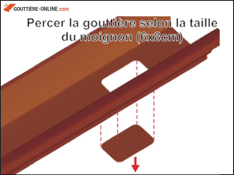 Moignon Rectangulaire Aluminium 60 x 80 mm | GOUTTIERE ONLINE